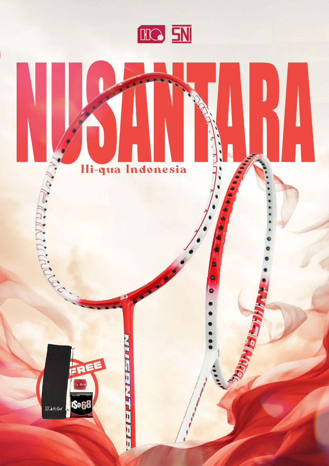 Jual Hi-Qua Raket Badminton Bulutangkis Nusantara Merah Putih All ...