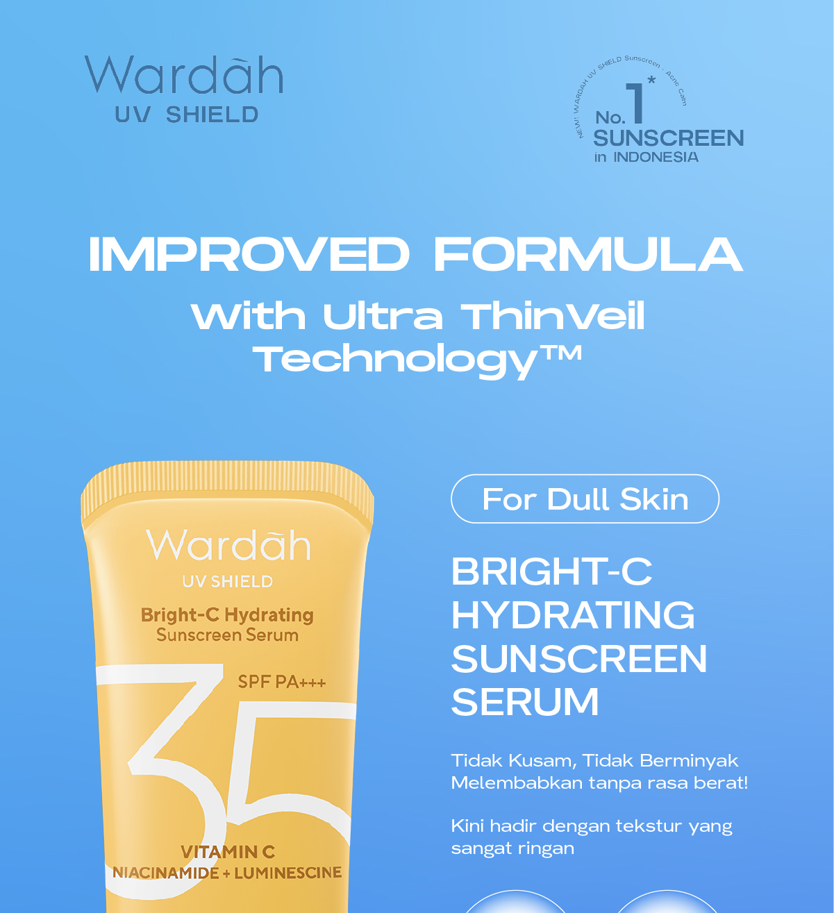 Jual Wardah Sunscreen UV Shield Bright-C Hydrating Serum SPF 35 PA+++ Sunscreen 0% Alkohol ...