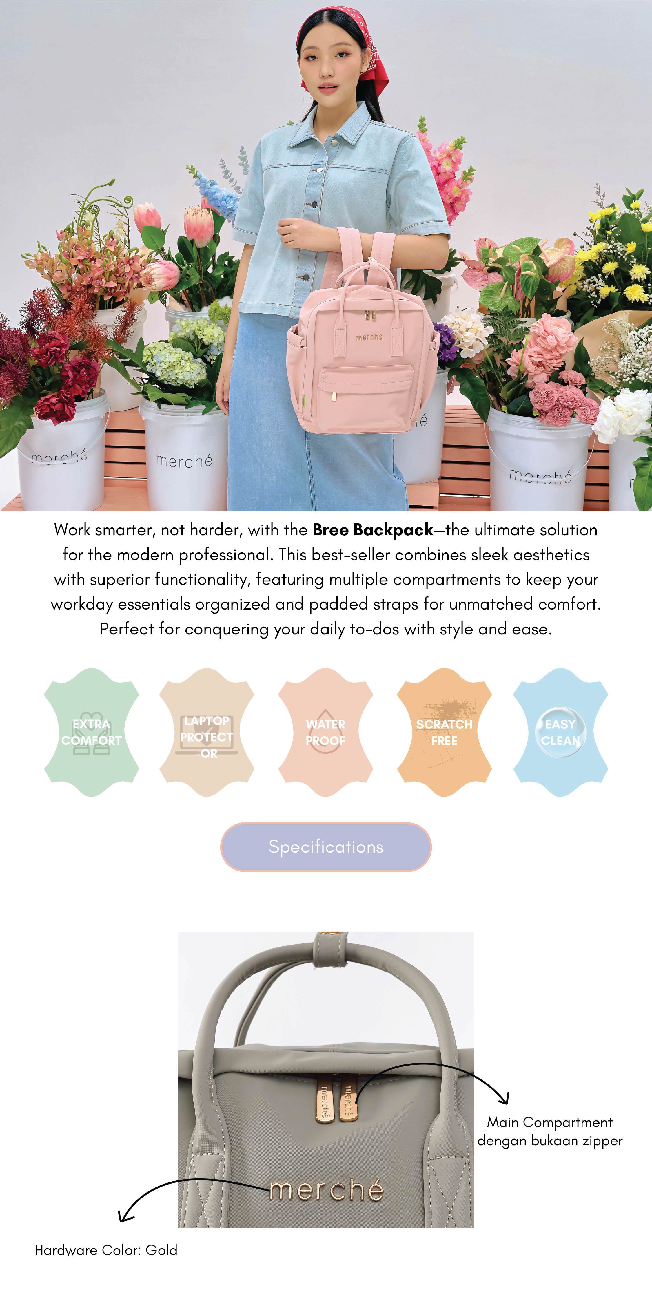 Jual Merche Tas Wanita Backpack Bree | Shopee Indonesia