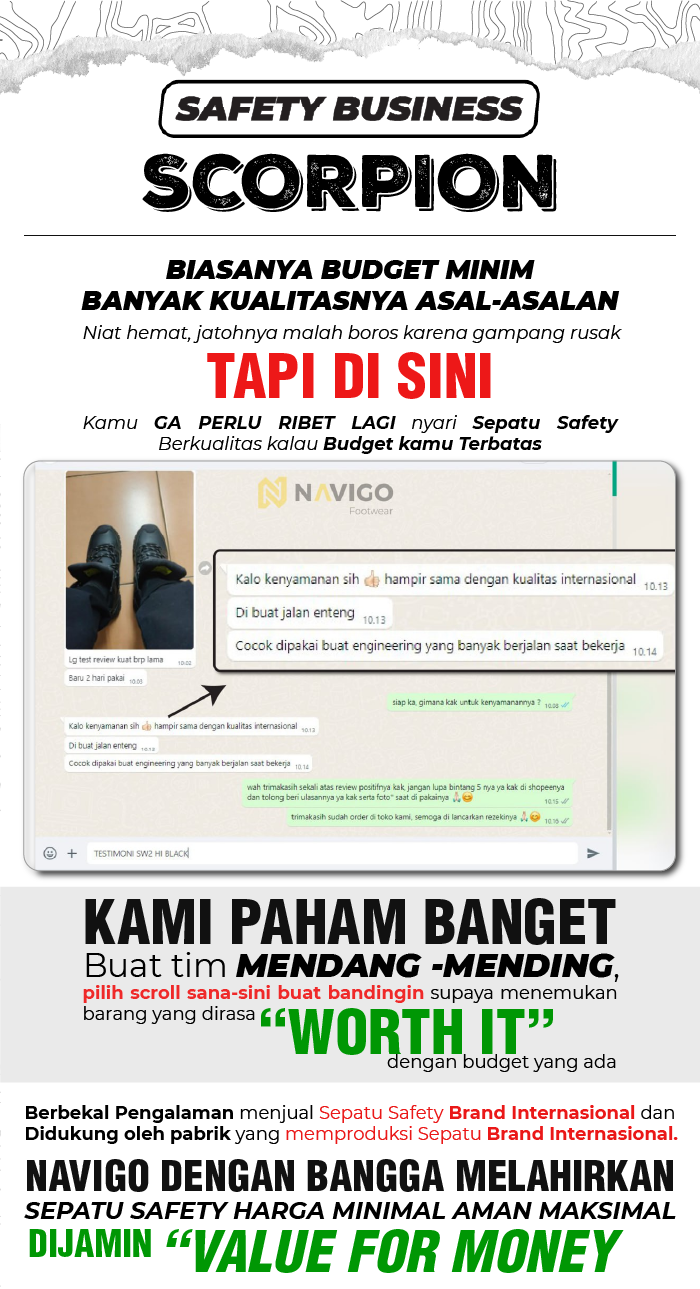 Jual Navigo Sepatu Safety Kulit Asli Pria Wanita SB Scorpion - Safety ...