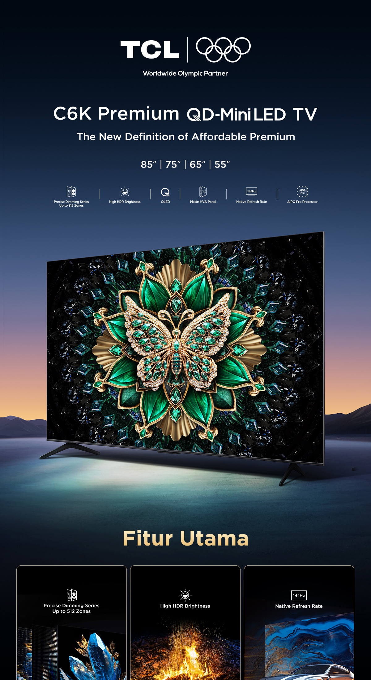 Jual TCL 85 Inch QD-Mini LED C6K - Halo Terminator - Onkyo 2.1 - 144Hz ...