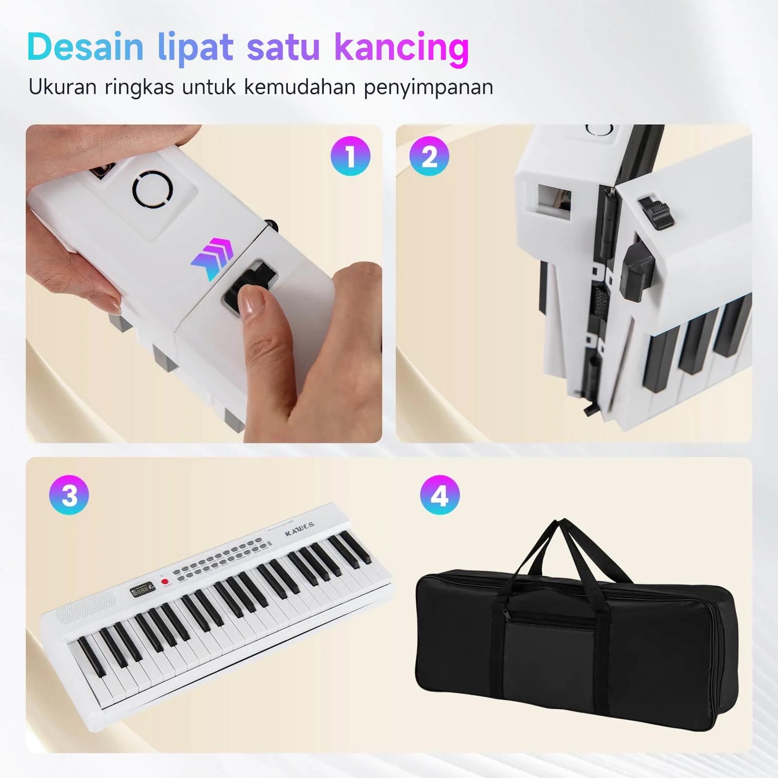 Jual KAWES Keyboard elektrik lipat 88 tuts portabel charging rumah anak ...