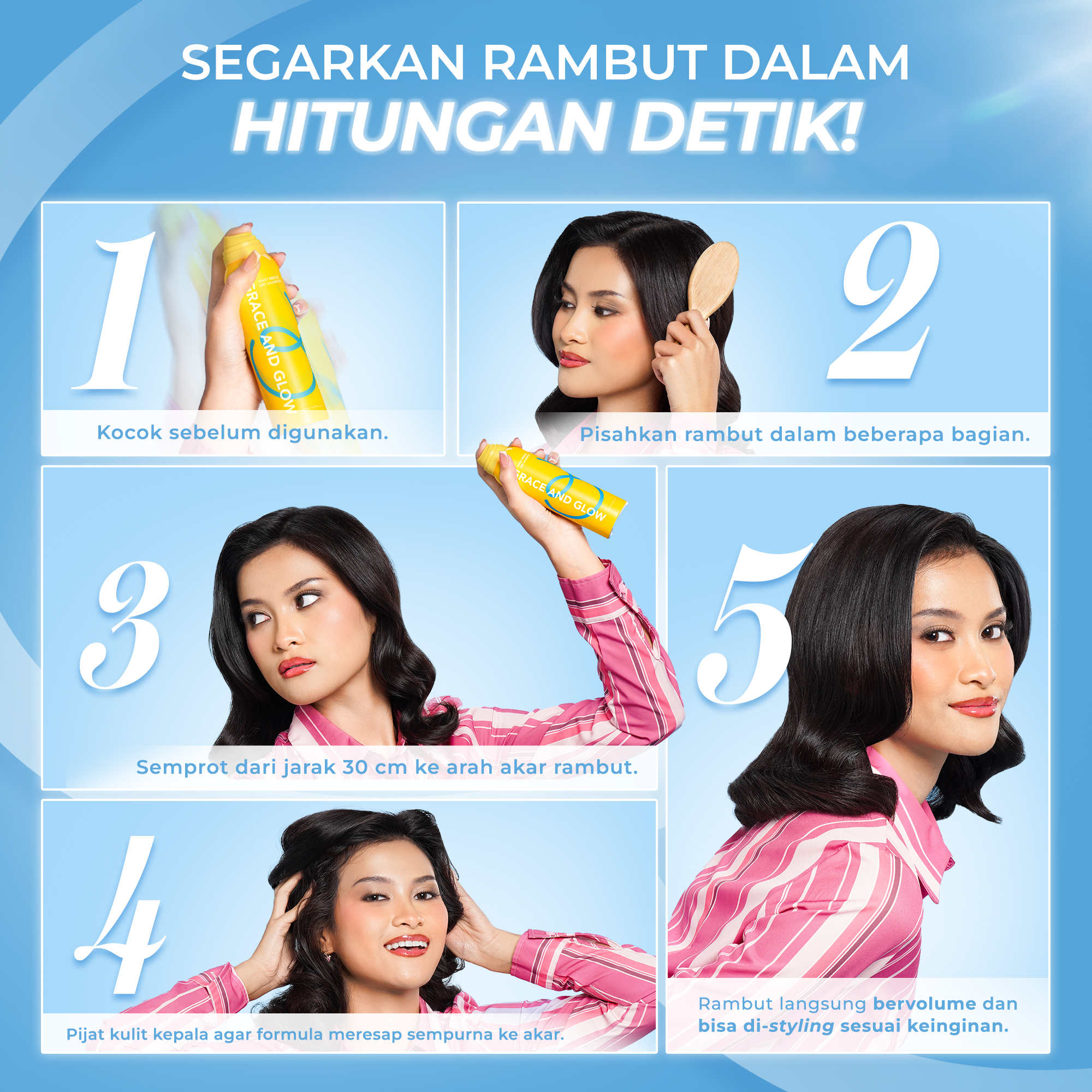 Jual Grace and Glow Dry Shampoo - Instant Hair Refresh Daisy & Velvet ...