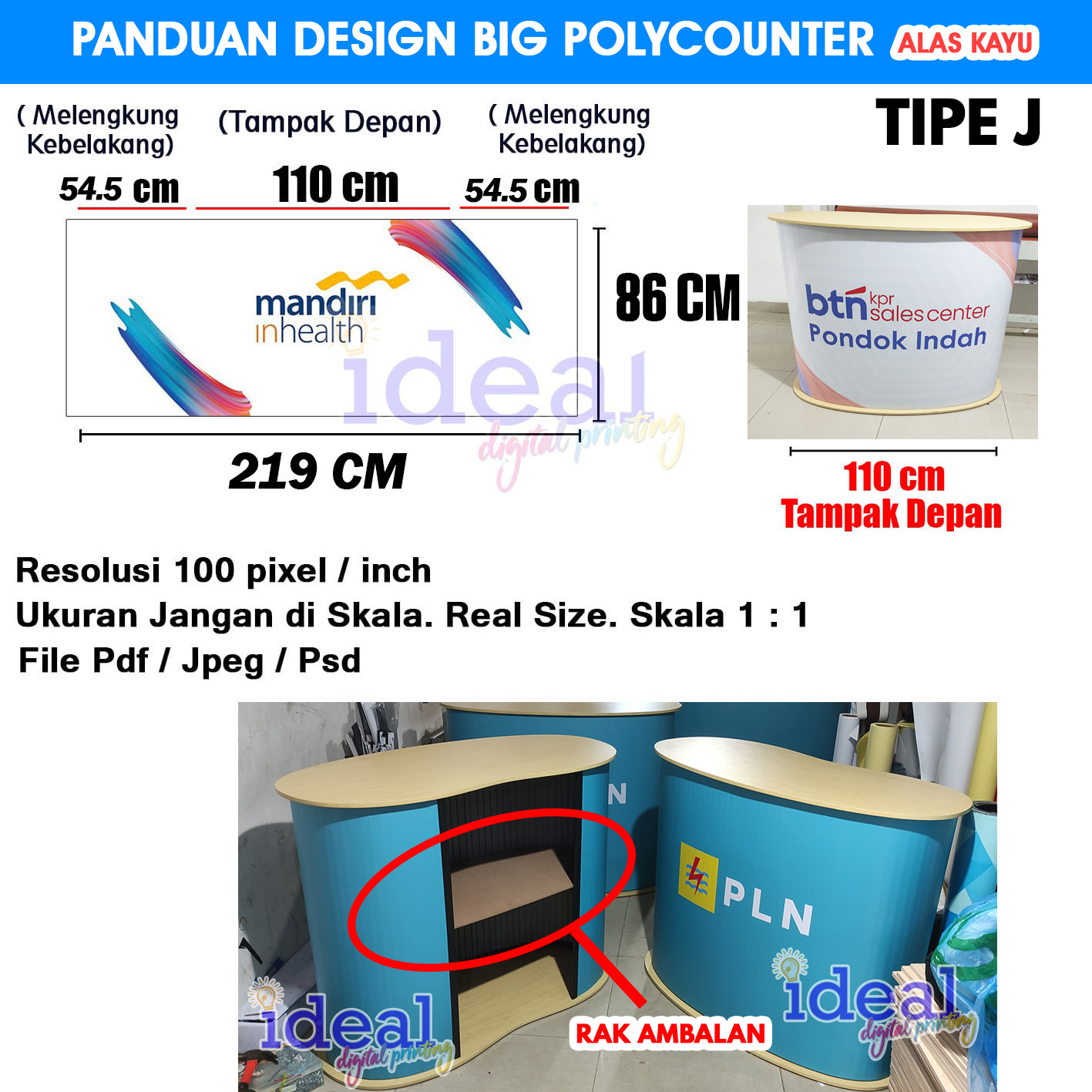 Jual Meja Big Polycounter bisa bongkar pasang portable pop up table ...