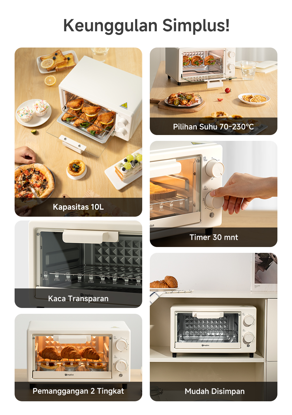 Jual Simplus Oven Elektrik 400W Kapasitas 10L Multifungsi Pemanasan Cepat Ukuran Mini Ringkas ...
