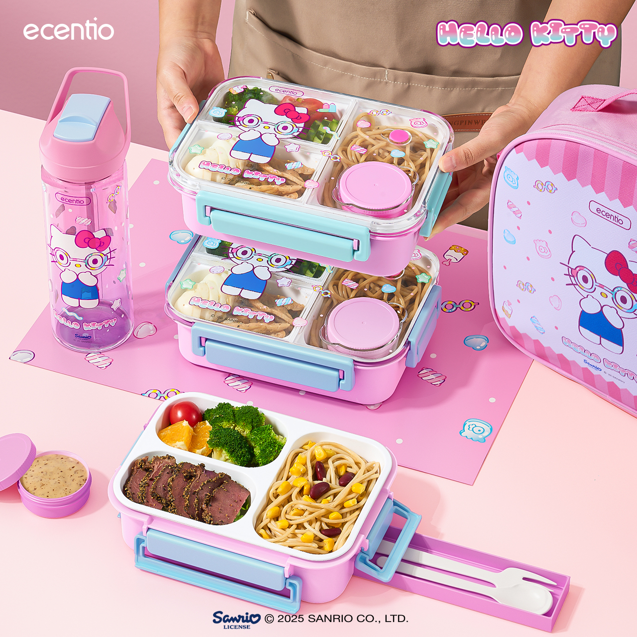 Jual ecentio Kotak Makan Set anti tumpah back to school lunch box anak 800ml free sendok botol ...