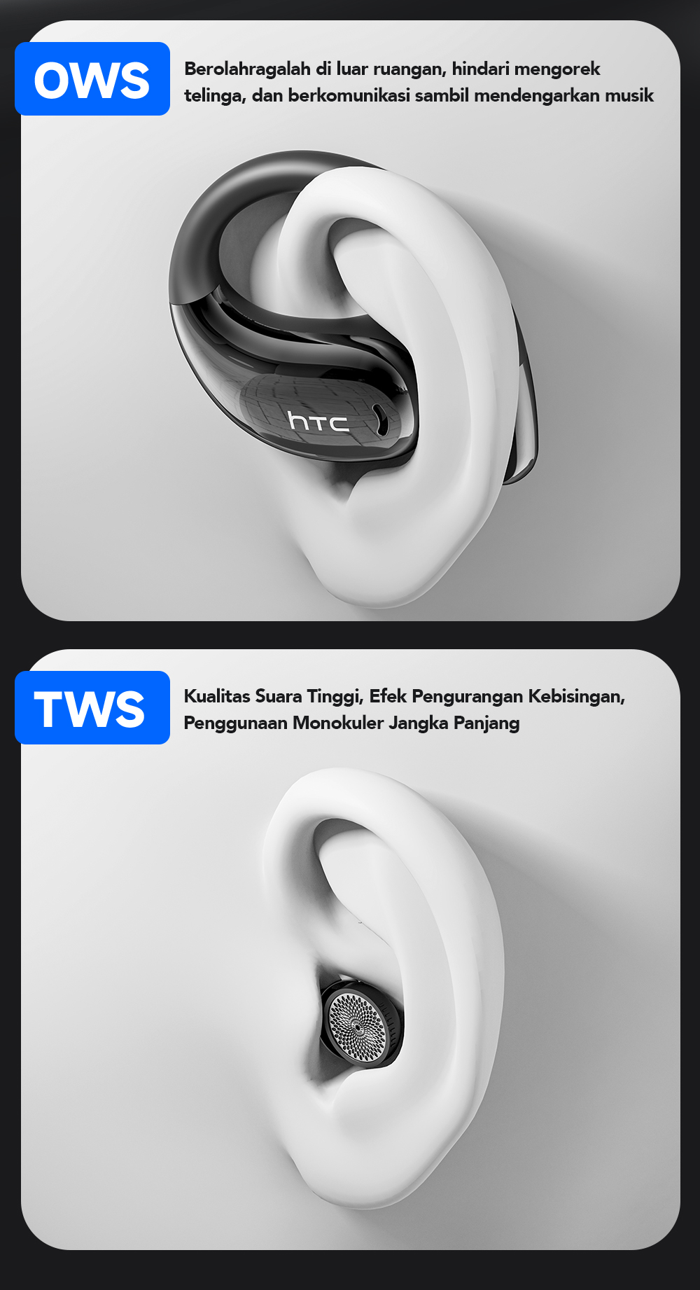 Jual HTC NE22 OWS/TWS 2-In-1 AI Translation Headphones 134 Languages HIFI Peralihan gratis Bone ...