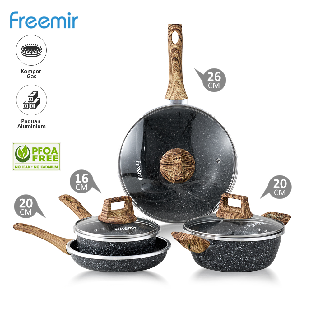 Jual freemir Set 7 Pcs Wajan Panci Ukuran Lengkap dengan Tutup Anti ...