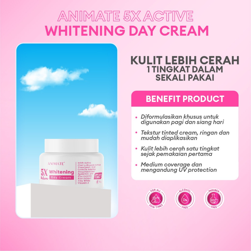 Jual Animate 5X Active Whitening Day Cream 10g/Pelembab Wajah | Shopee ...