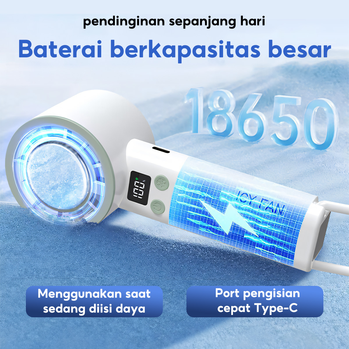 Jual Jovitech Kipas AC 16° FN52 Pro Kipas Turbo Type-C port LED Display ...