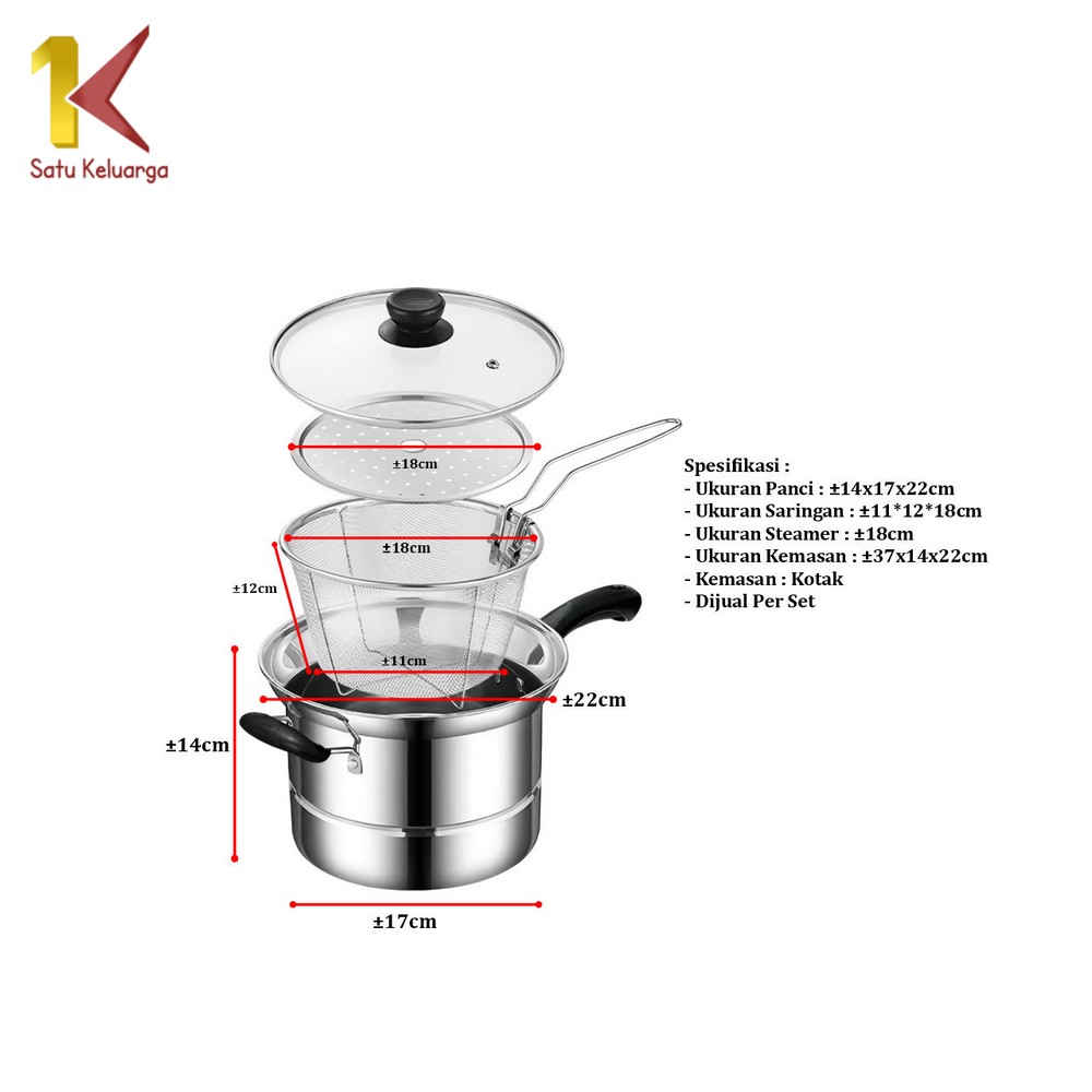 Jual Satu Keluarga Panci Deep Fryer 4IN1 Stainless Steel C1316 Panci ...