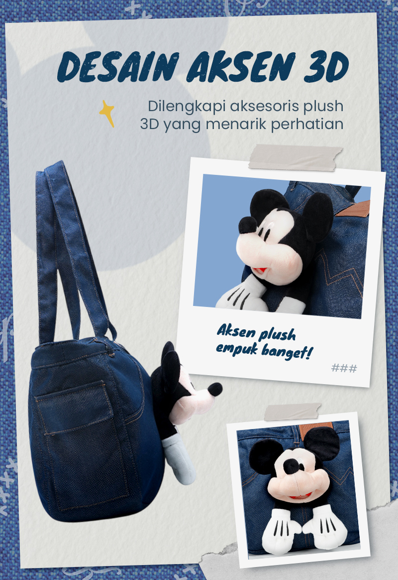 Jual [OHSOME x Disney] -Disney Egradable Mickey Series Jeans Plush Tote ...