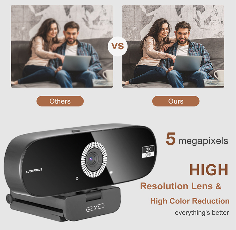Jual EYD HD 2k PC Webcam Laptop USB Camera with 360° Degree Rotation ...
