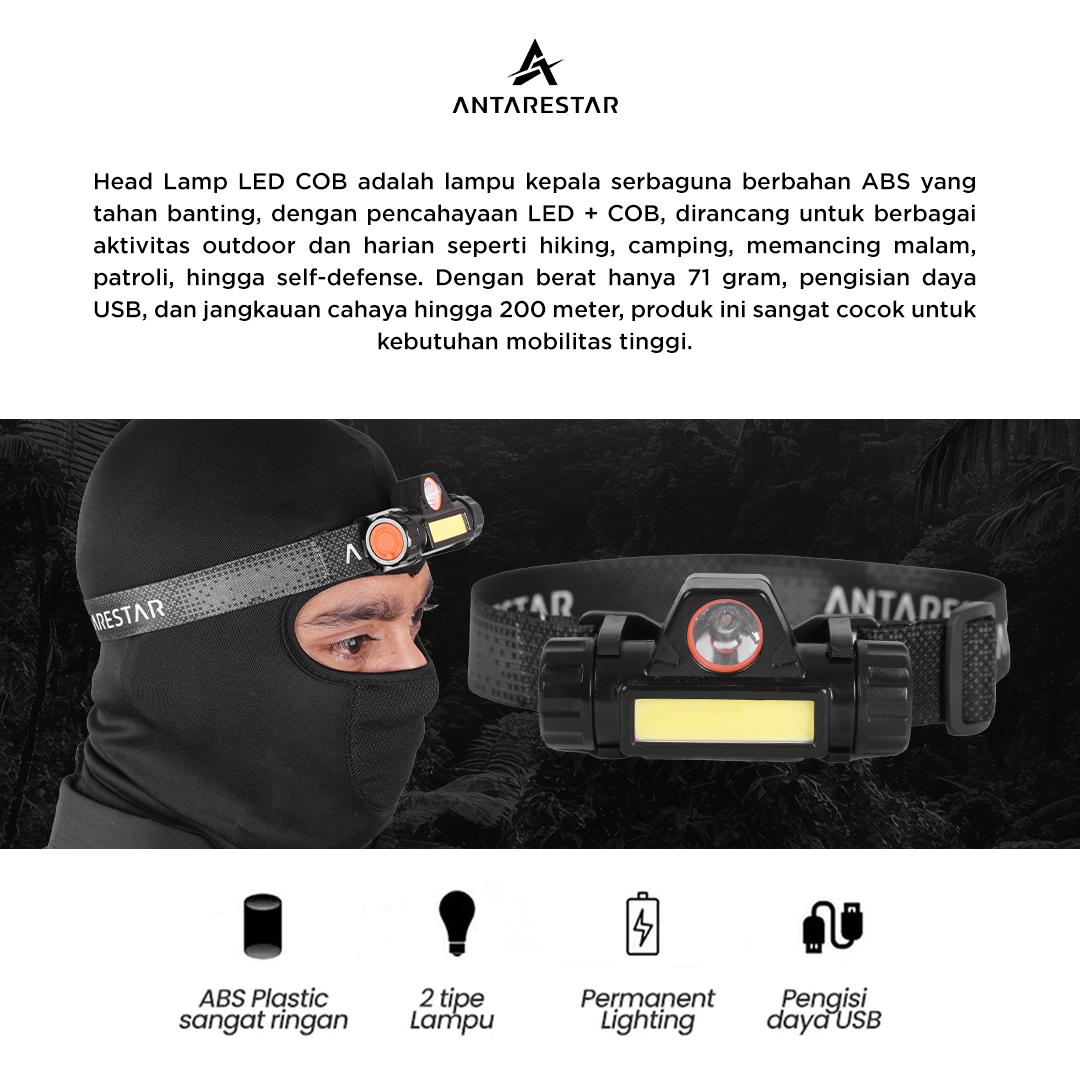 Jual ANTARESTAR Official - Headlamp Aurora Senter Kepala Mini Head Lamp ...