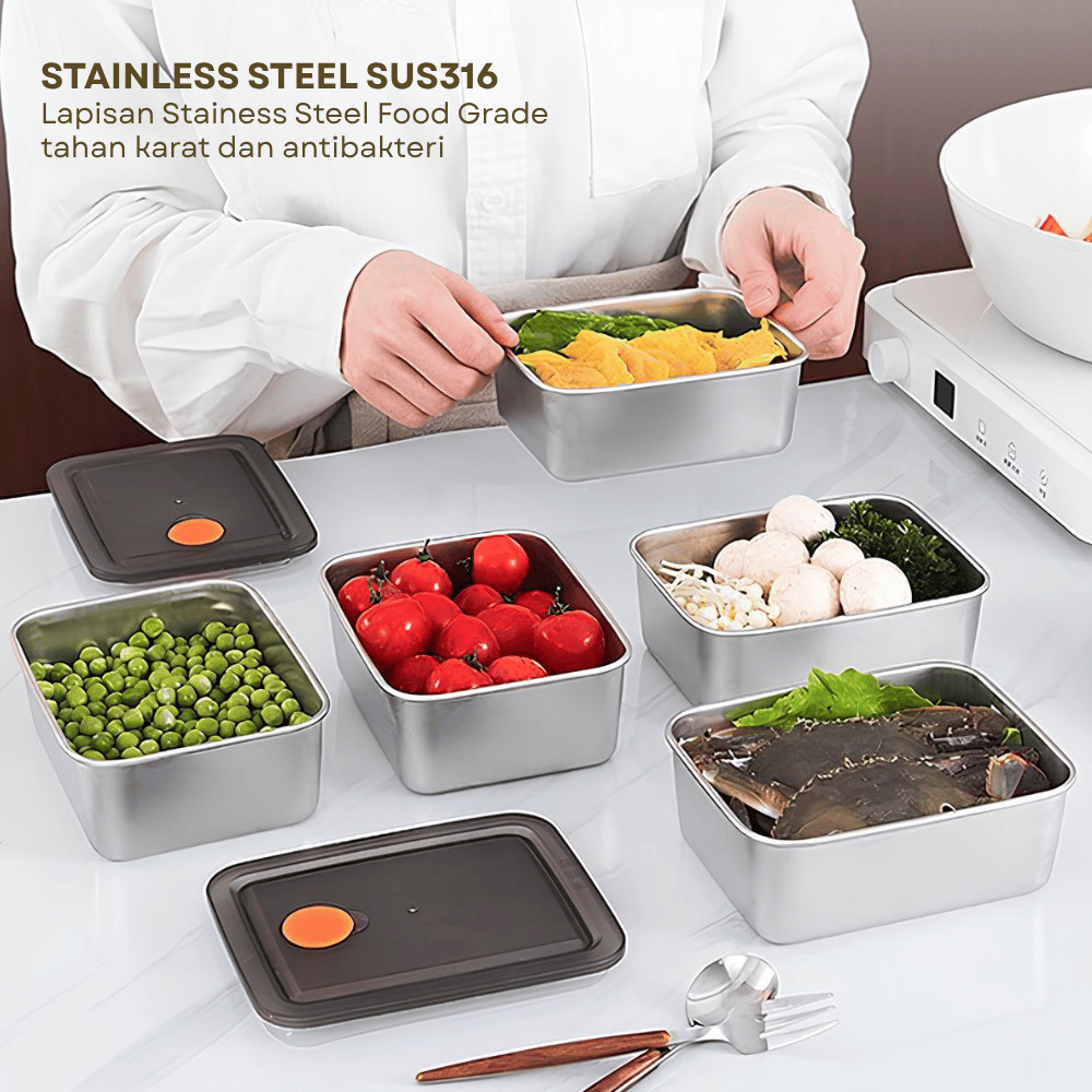 Jual FUNNYCOOK Kotak Bekal Stainless 13cm Tempat Wadah Makanan ...