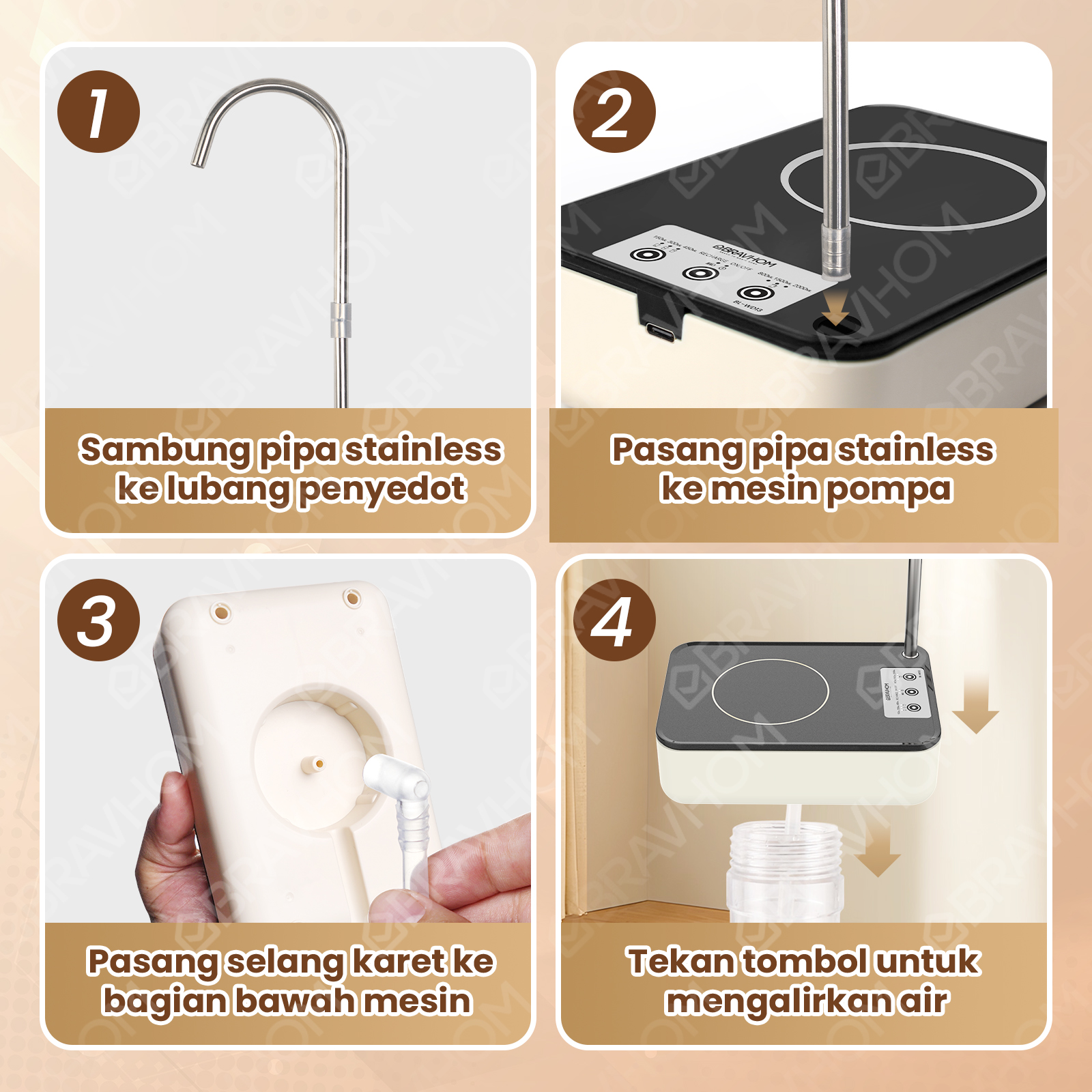 Jual BRAVHOM Pompa Air Galon Elektrik 2in1 Pompa Galon Dispenser Air ...