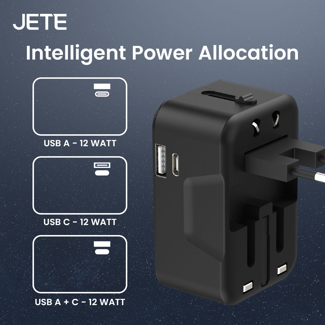 Jual JETE CN1 Universal Travel Adapter Dual Output USB JETE CN1 ...