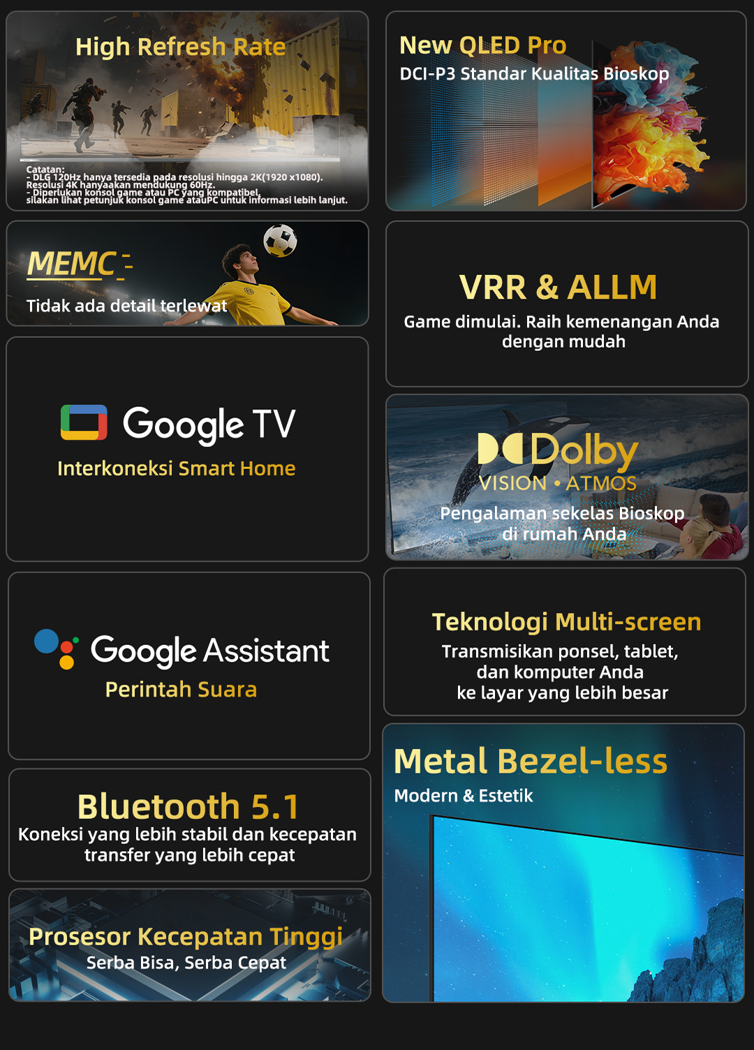 Jual [NEW PRODUCT] Changhong QD Mini LED TV 4K 55 inch Google Smart QLED PRO Digital TV Dolby ...