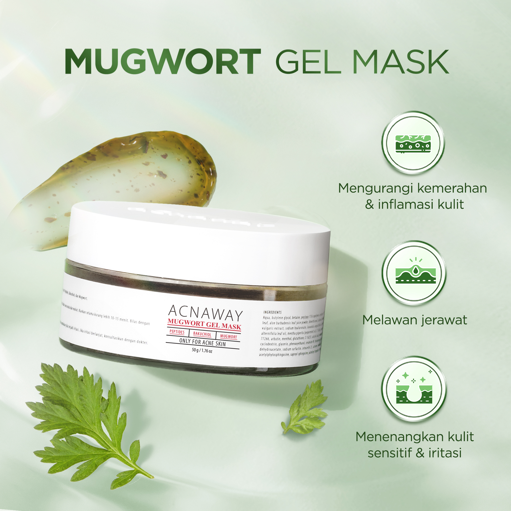 Jual ACNAWAY Advanced Mugwort Gel Mask – Face Mask Gel Masker Wajah ...