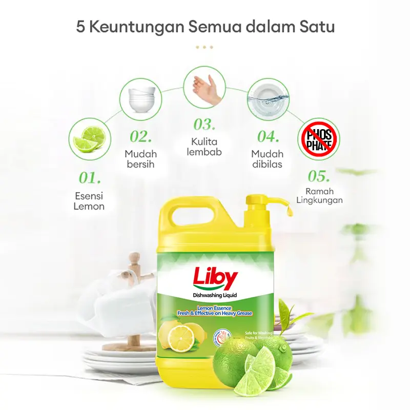Jual LIBY Sabun Cuci Piring Lemon Segar (1L Pump) - Dishwashing Liquid Cairan Pencuci Piring ...