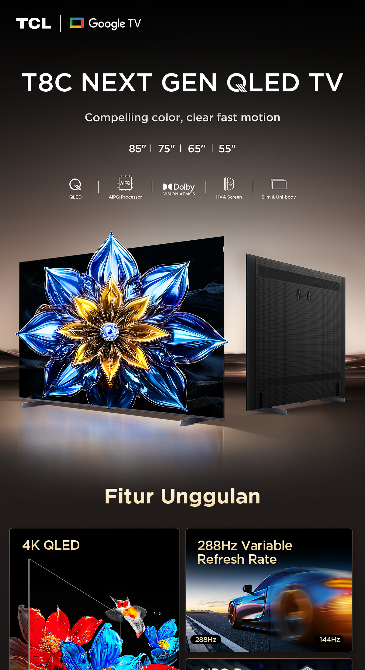Jual TCL Next Gen QLED 98 Inch T8C - 4K Google TV - HVA Screen - HDR10+ - Dolby Vision & Atmos ...