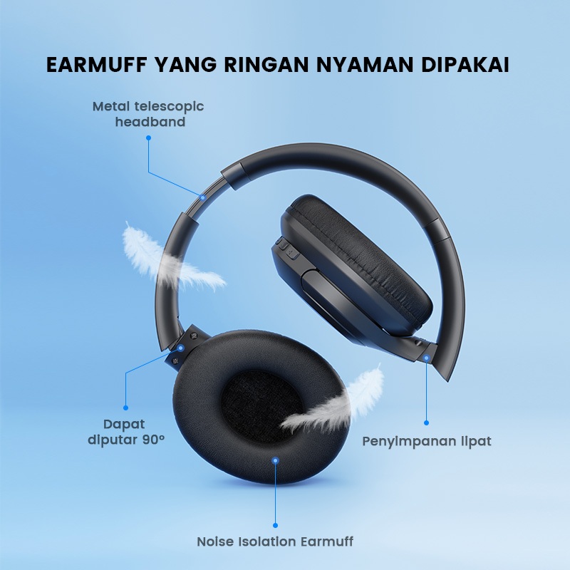 Jual ROBOT Headphone 50 Hours with Bluetooth 5.3 With Dual EQ Bass ...