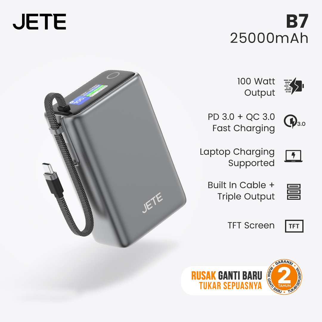 Jual JETE B7 Powerbank 25000mAh 100W Fast Charging with LED Display ...