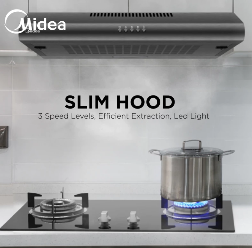 Jual Midea Cooker Hood Slim 60cm Hitam&Stainless - MH60F17EM21BB-ID ...