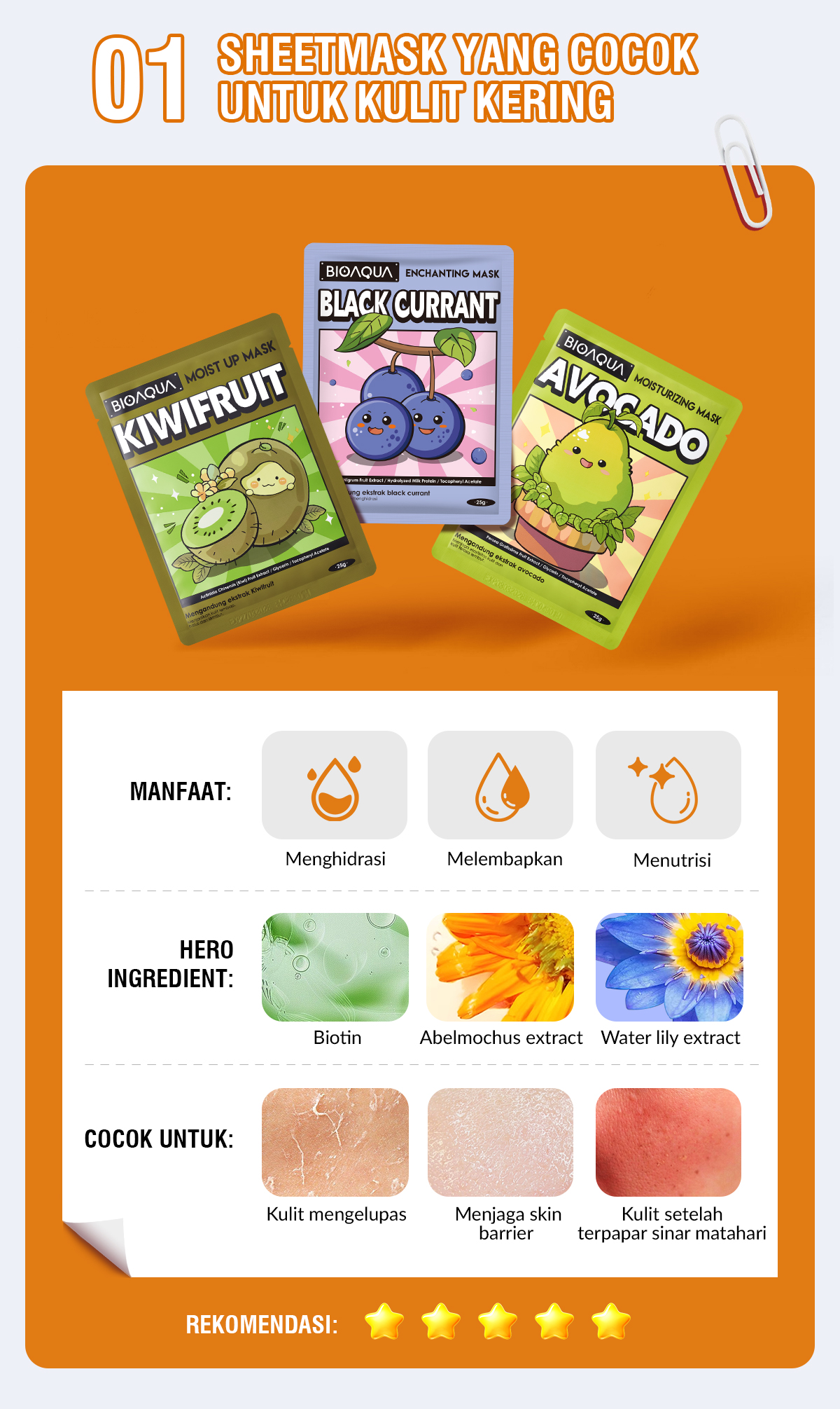 Jual BIOAQUA Natural Skin Care Mask Masker Sheet / Mask Sheet / Masker ...