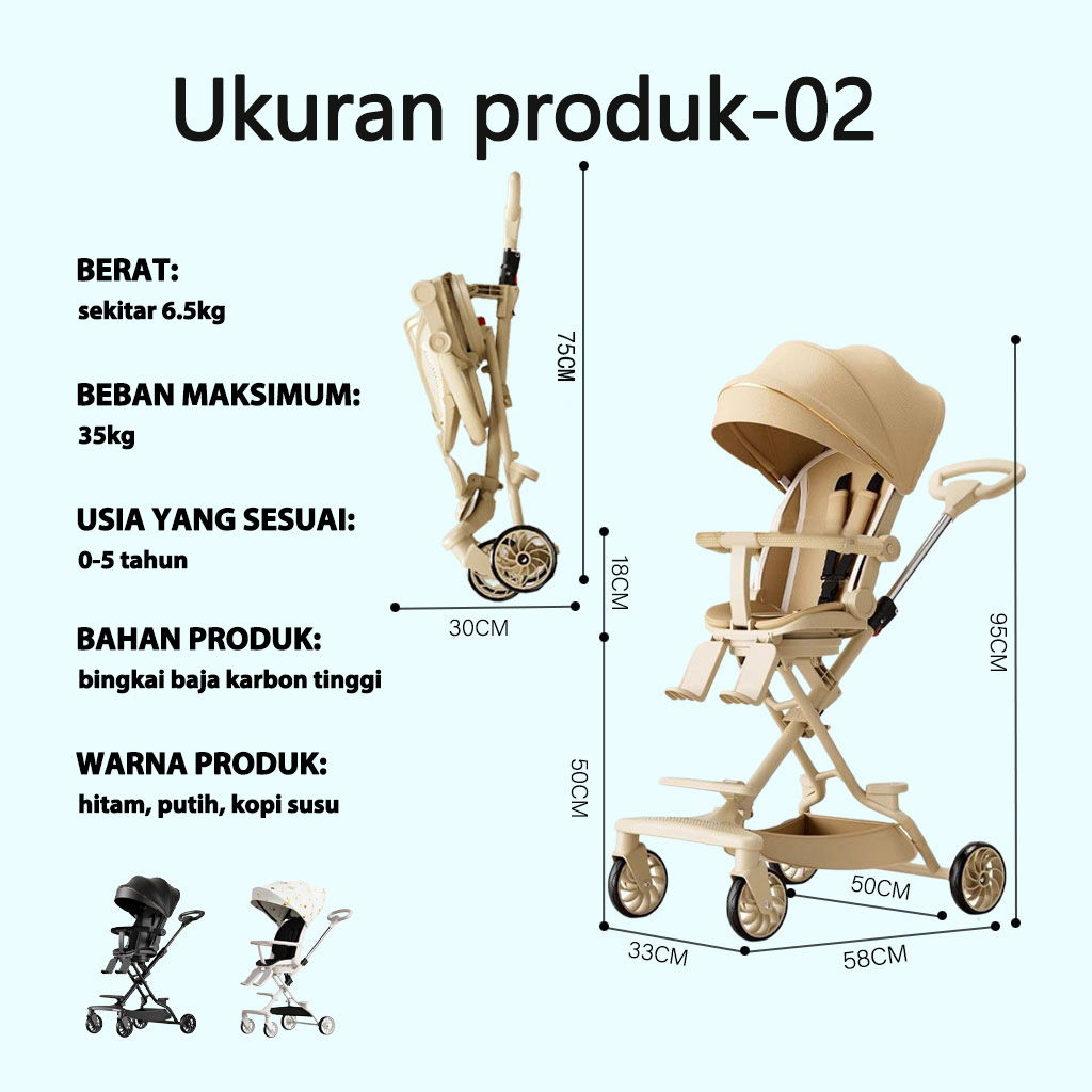 Jual HAPYEE Stroller Bayi Lipat Travelling stroller baby 2 Arah Beban ...