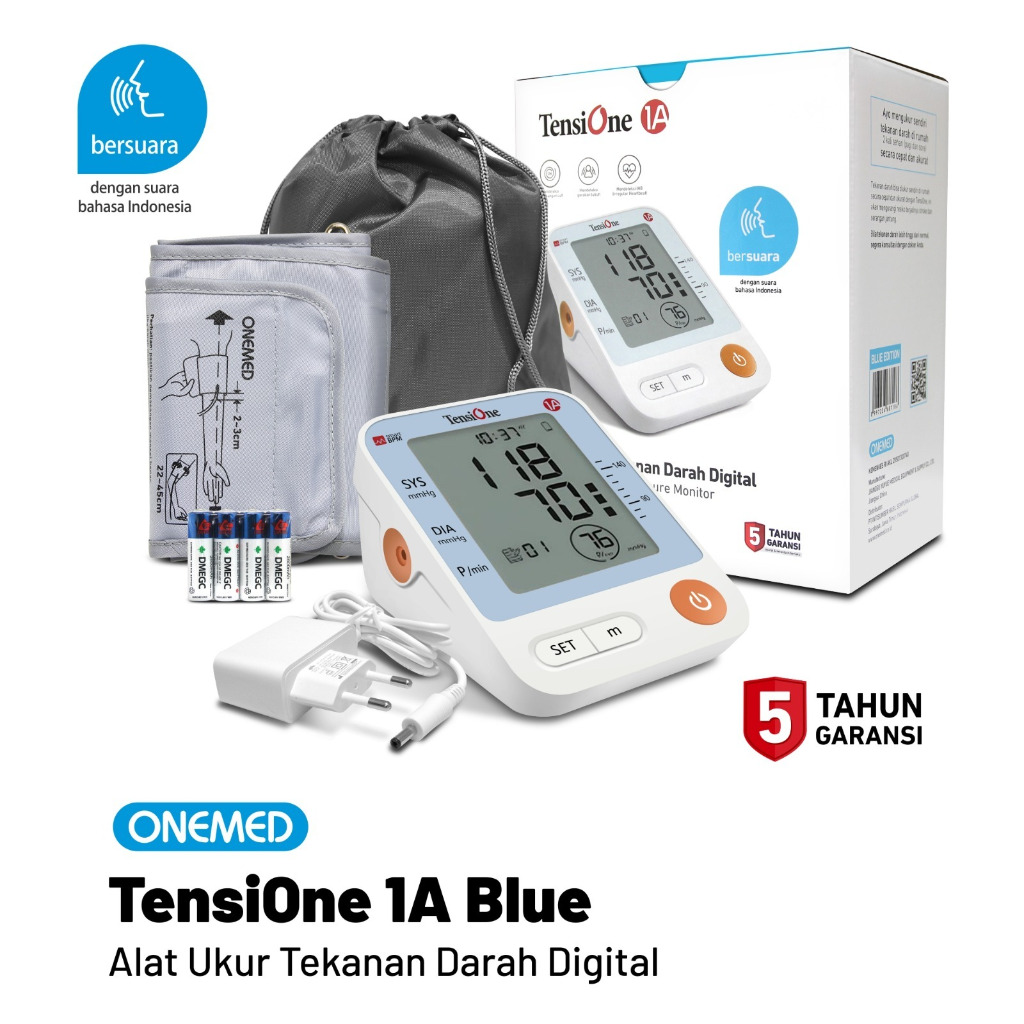 Jual ONEMED Tensimeter Digital Dengan Suara TENSIONE 1A Blue Free ...