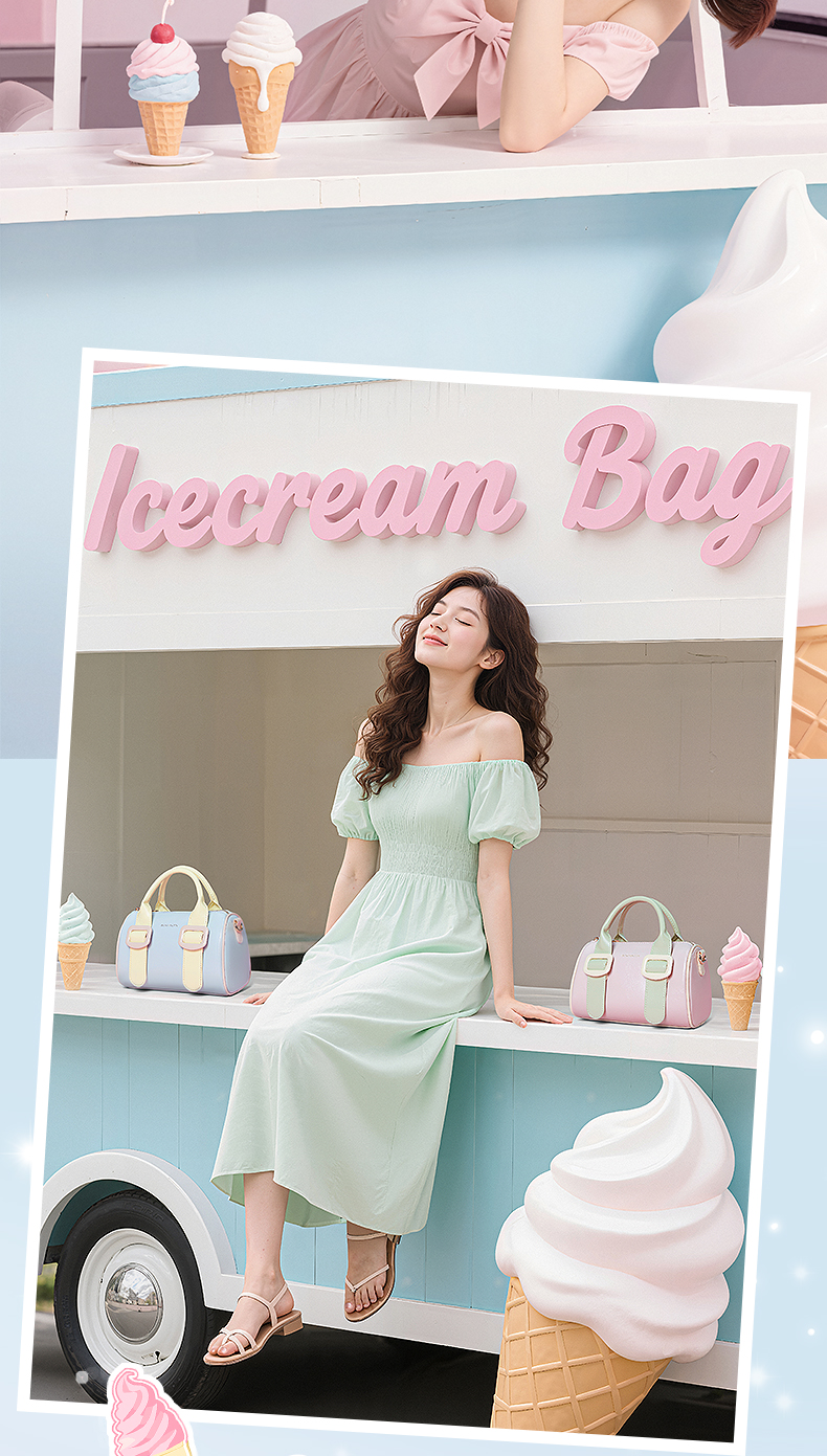 Jual [Puff Ice Cream Bag] BOSTANTEN Tas Selempang Wanita Tas Tangan ...