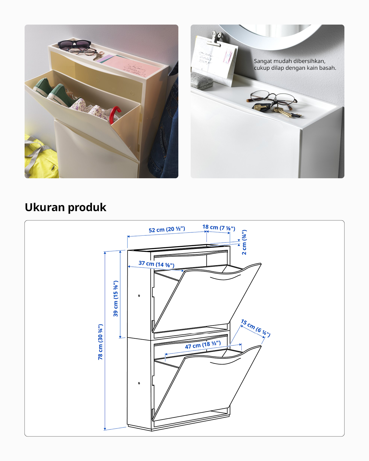 Jual IKEA TRONES Kabinet / Tempat Sepatu Serbaguna 52x18x39 cm Putih ...