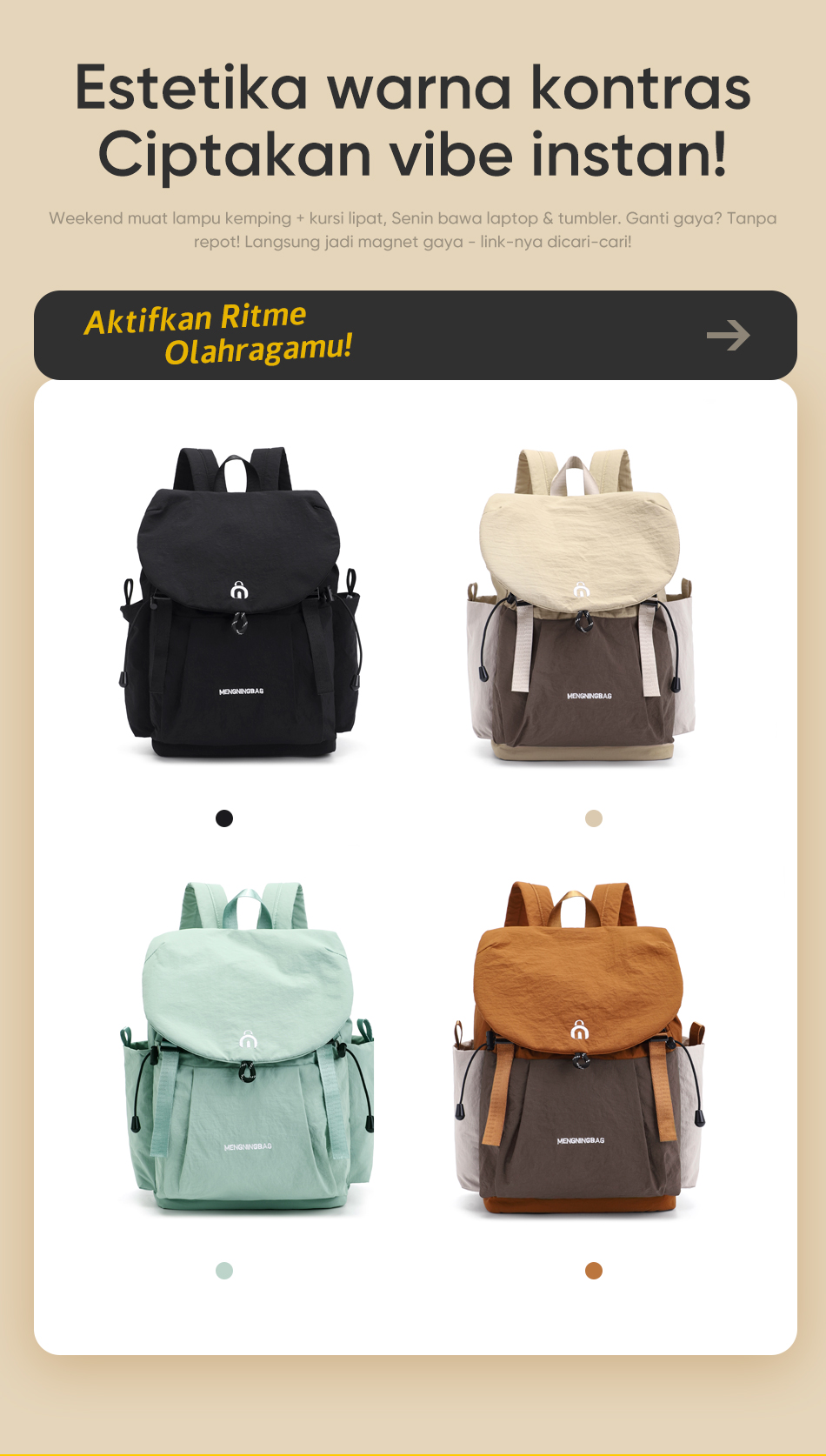 Jual QUTELADY Tas Ransel Wanita Besar Ringan Travel Kerja Sekolah QT ...