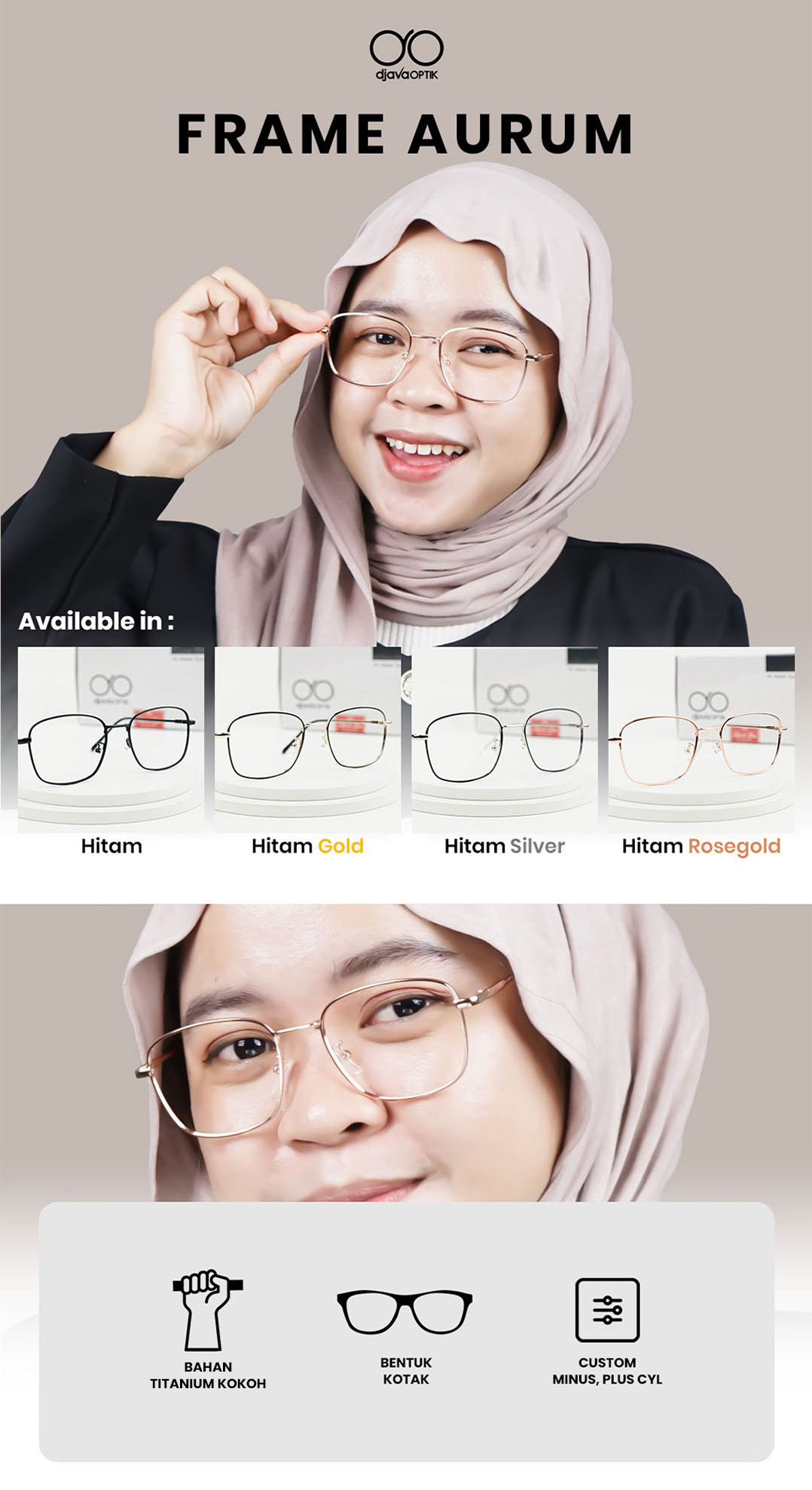 Jual DJAVA OPTIK - Frame Aurum - Kacamata Minus Photocromic Blueray Bluecromic Antiradiasi Frame ...