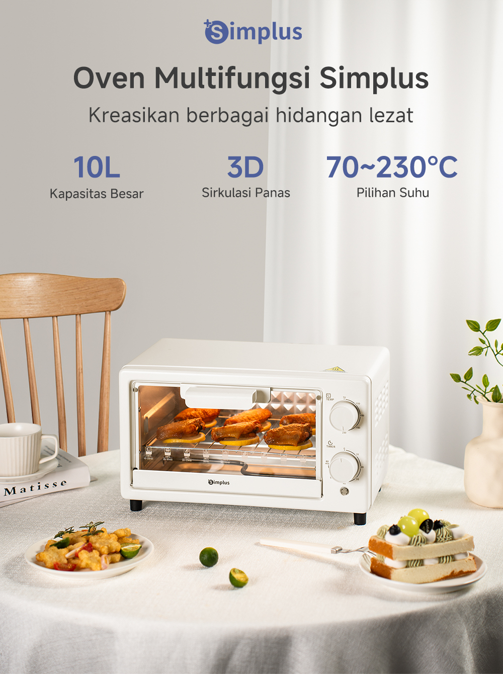 Jual Simplus Oven Elektrik 400W Kapasitas 10L Multifungsi Pemanasan ...