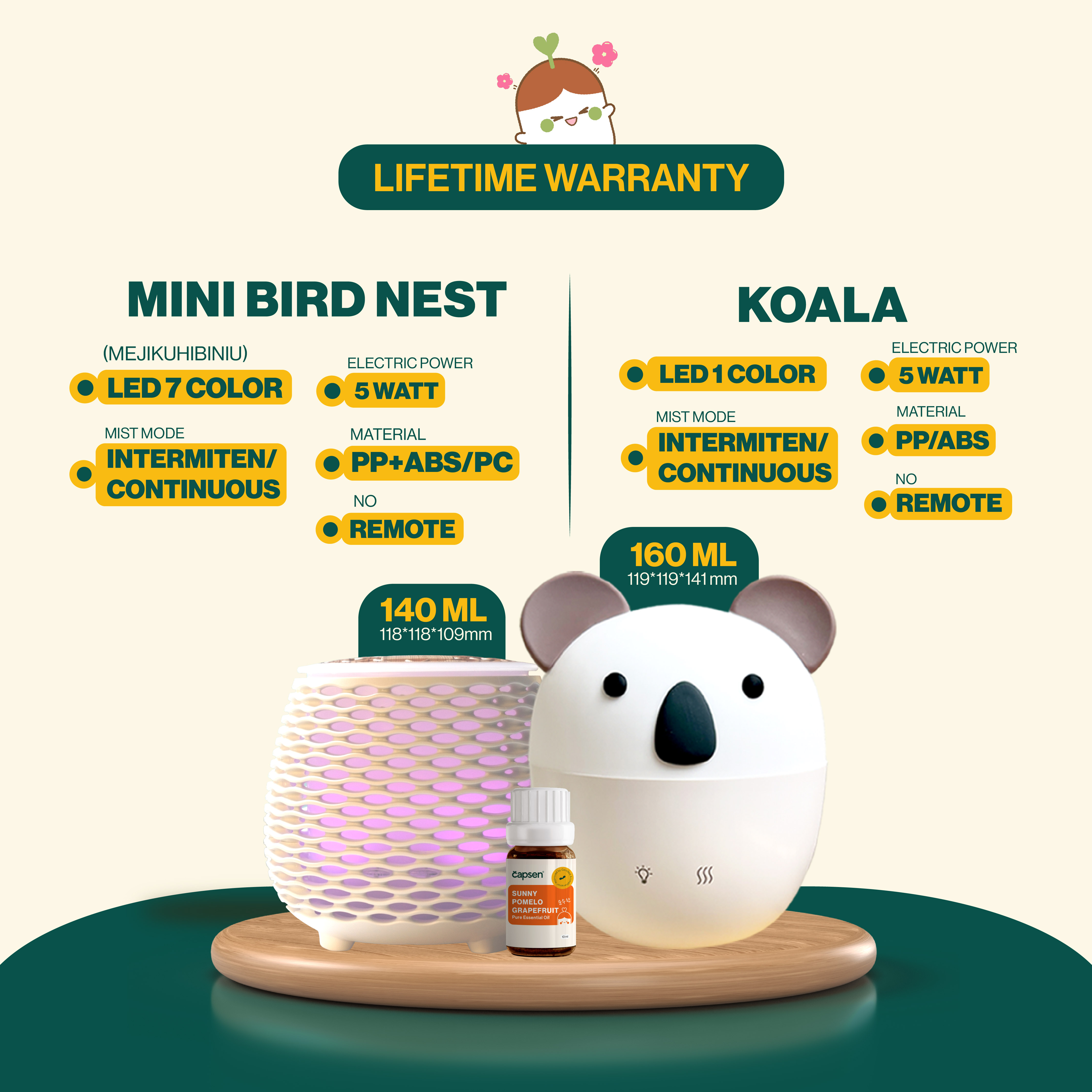 Jual CAPSEN Kids Diffuser Essential Oil Aromatherapy Diffuser ...