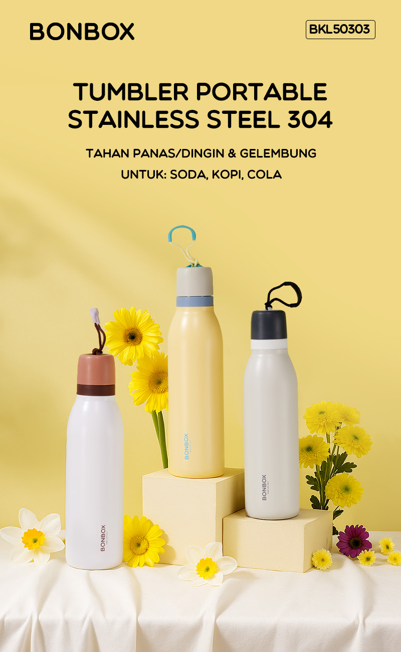 Jual BONBOX 304 Tumbler Stainless Steel Straw 530ml 10H Cold Vacuum Insulated Leak-Proof ...
