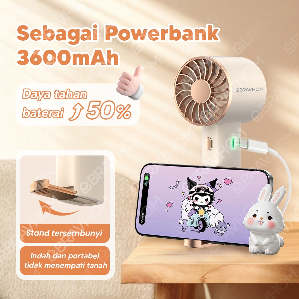 Jual BRAVHOM Kipas Angin Mini Turbo 3IN1 Powerbank Aromaterapi Lampu ...