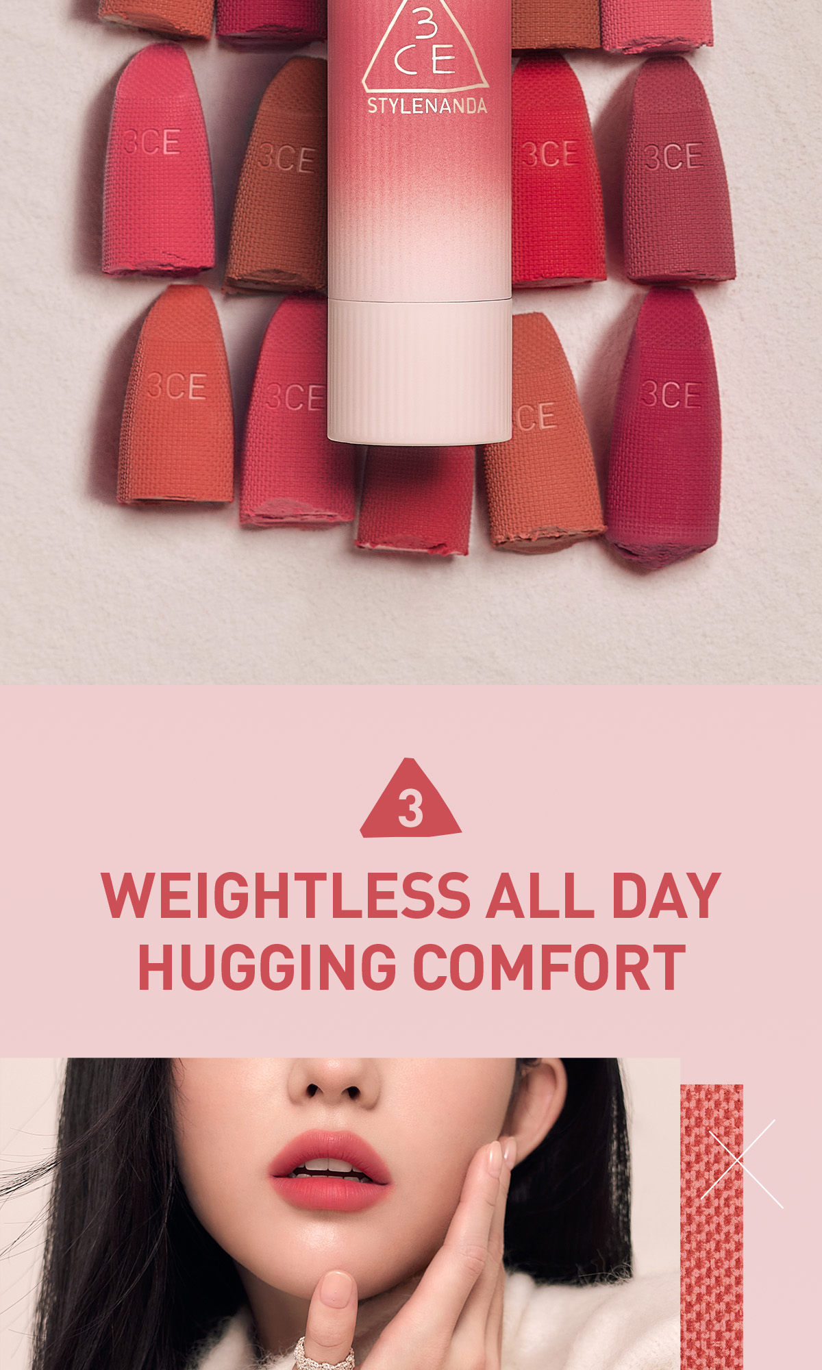 Jual 3CE Cashmere Hug - Matte Lipstick Transferproof Ringan Soft ...