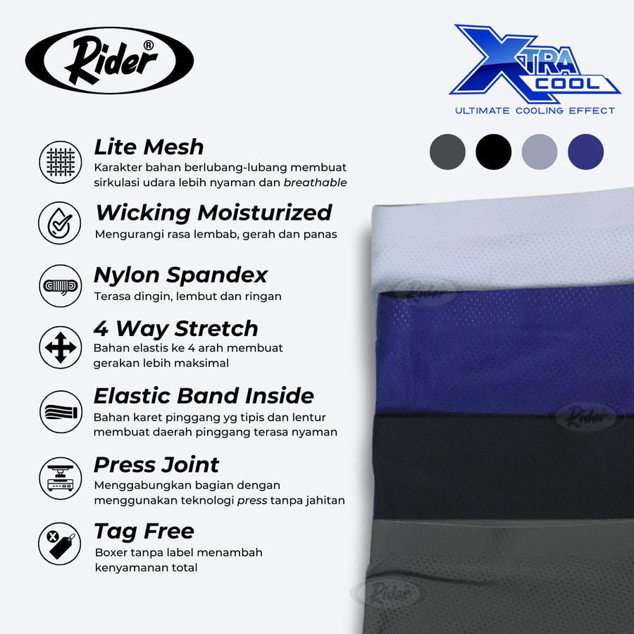 Jual Rider Xtracool Boxer Brief Nylon Mesh Spandex - Boxer Pria R801B ...