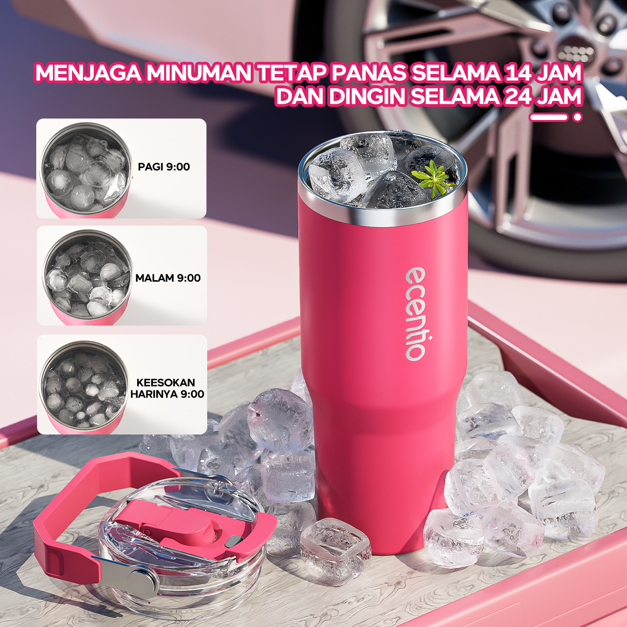 Jual 【ecentio surabaya】ecentio 900ml tumbler premium tahan dingin 24 ...
