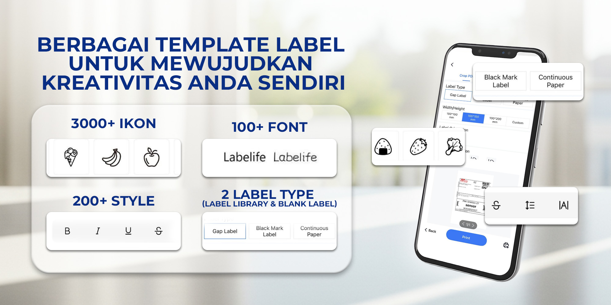 Jual AIMO AM243 Printer Thermal Bluetooth Printer Resi A6 Sticker ...