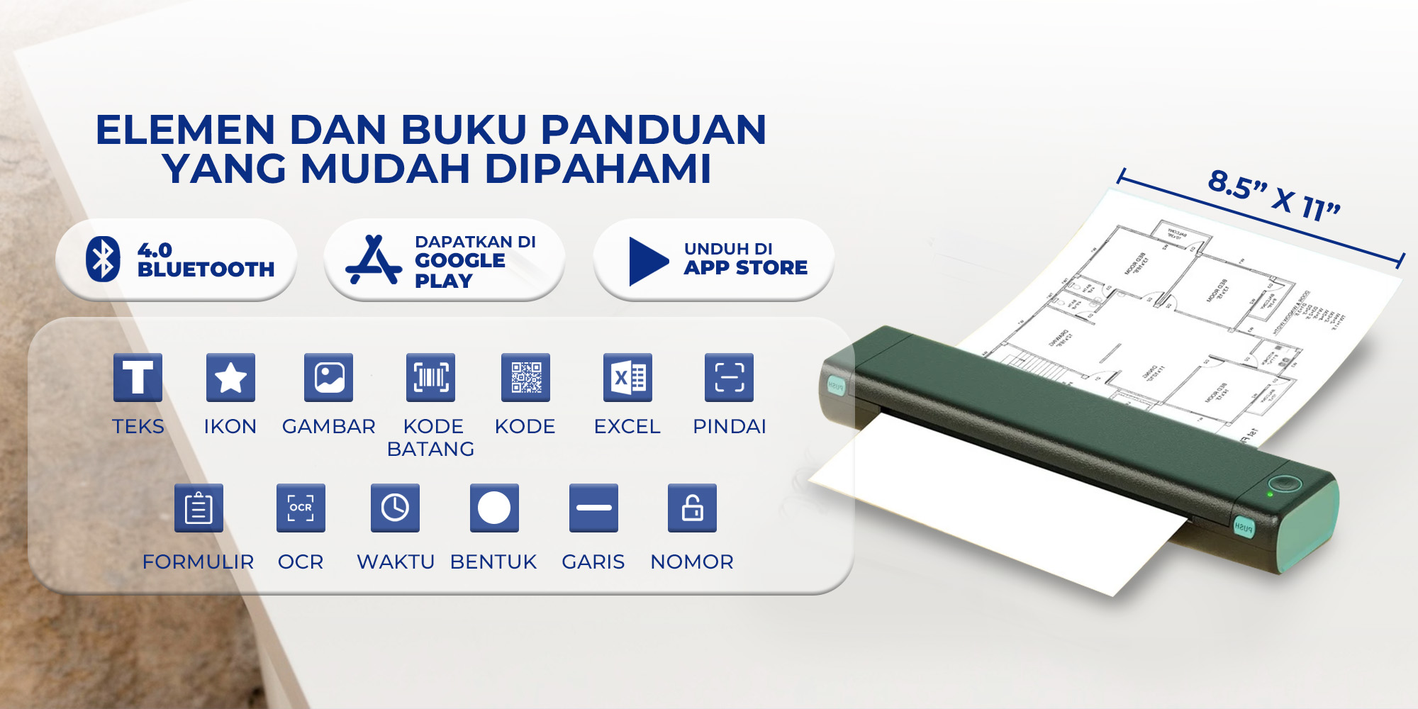 Jual AIMO M08F Printer Portable Thermal Printer A4 HVS/Printer Tattoo ...