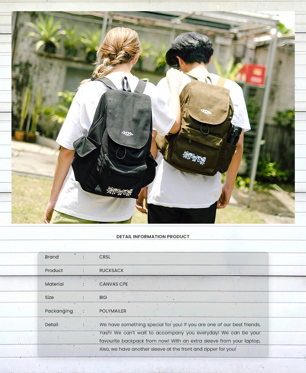 Jual CRSL Black Gengs Rucksack | Backpack Unisex Pria Wanita | Bagpack ...