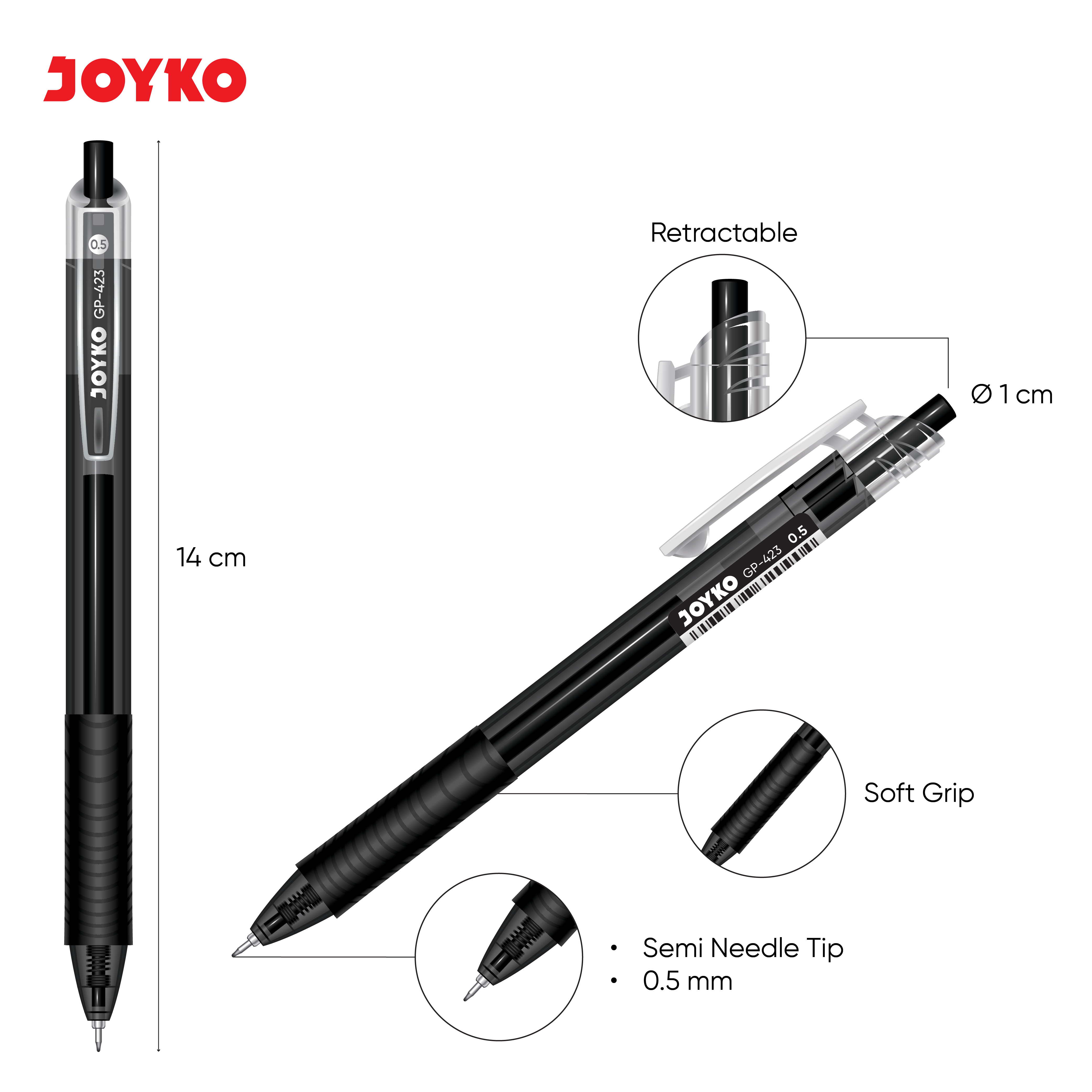 Jual JOYKO Gel Pen Pulpen Pena GP-423 0.5 mm | Shopee Indonesia