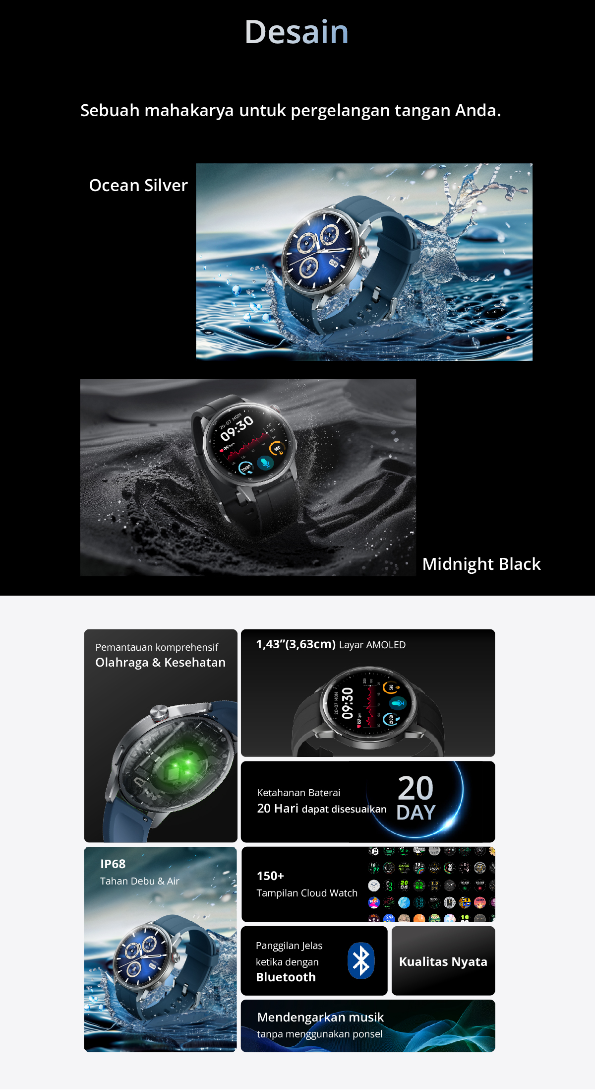 Jual Watch S2 (1.43" Round AMOLED | 300+ AI | IP68 water resistant | Shopee Indonesia