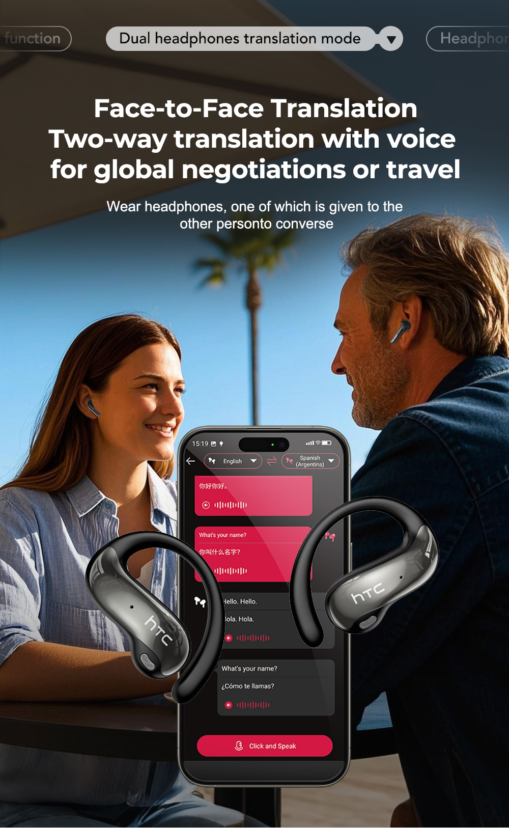 Jual HTC NE19 True Wireless Bluetooth Headset V6.0 Headset Terjemahan ...