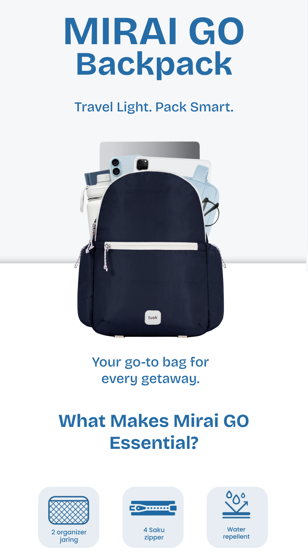 Jual Tusk Tas Ransel Mirai GO Tas Laptop Gendong Backpack Study Tour ...