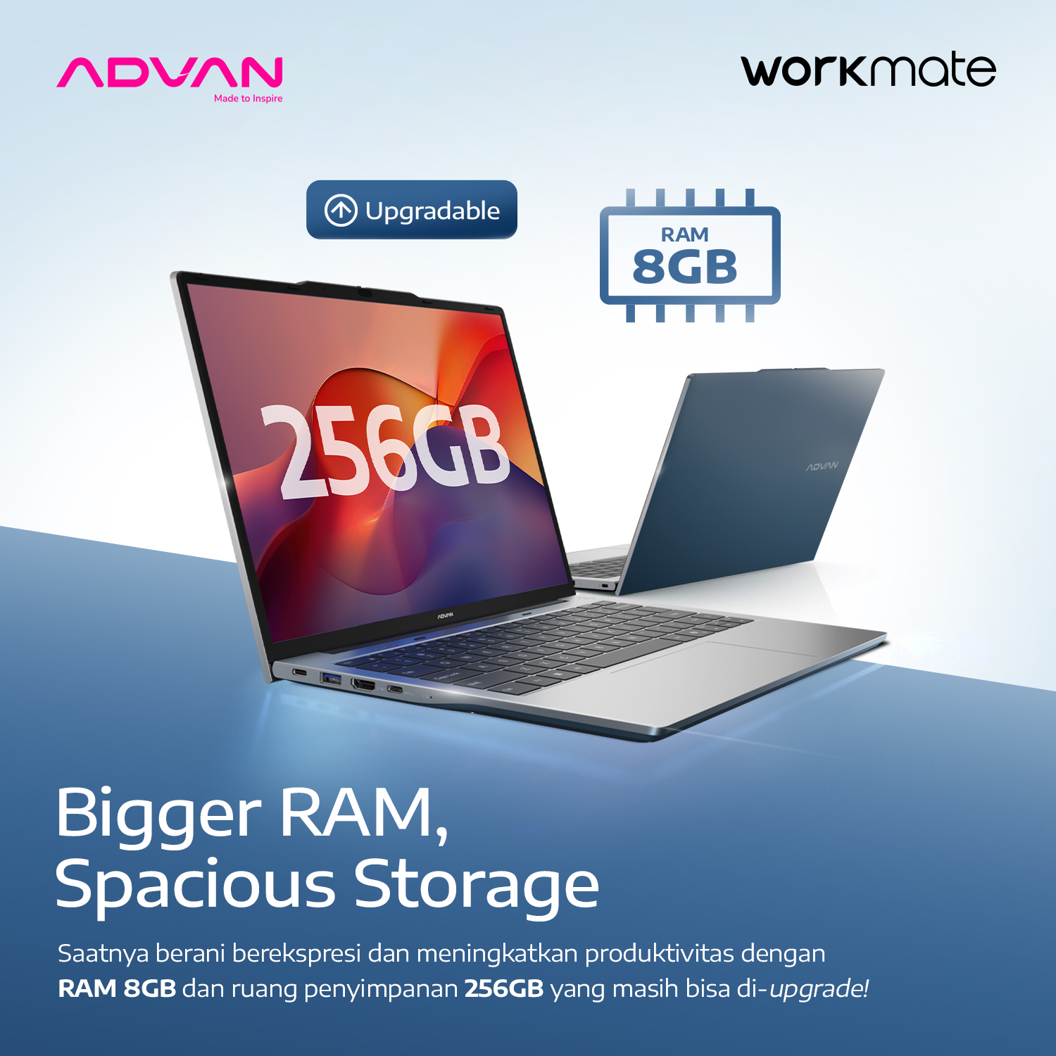Jual ADVAN Laptop WorkMate | Intel i3-1215U | 14 Inch FHD+ 16:10 IPS | 8GB/256GB Upgradable ...